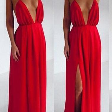 Split Front Maxi Dress In Black on Luulla