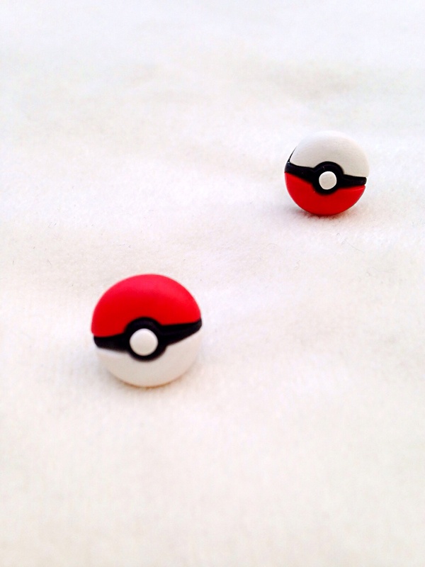 Handmade Polymer Clay Pokemon Sprite Ball Earrings on Luulla