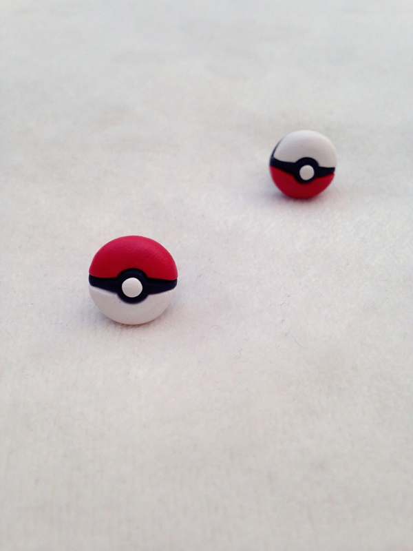 Handmade Polymer Clay Pokemon Sprite Ball Earrings on Luulla