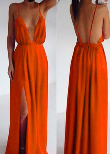 Split Front Maxi Dress In Black on Luulla